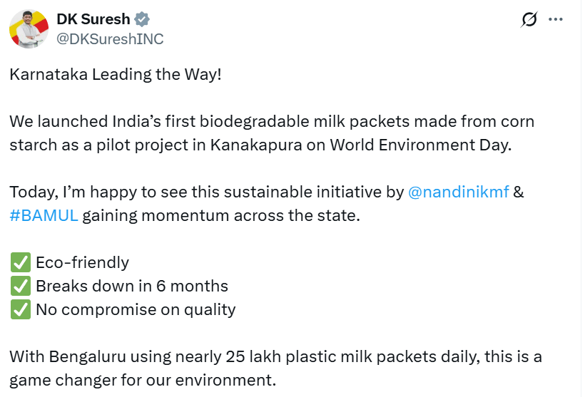 Nandini introduces India’s first biodegradable, plastic-free packaging ...
